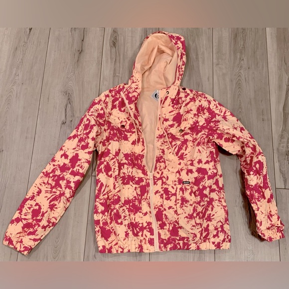 Volcom | Jackets & Coats | 35volcom Pink Paint Splatter Ski Jacket Size ...